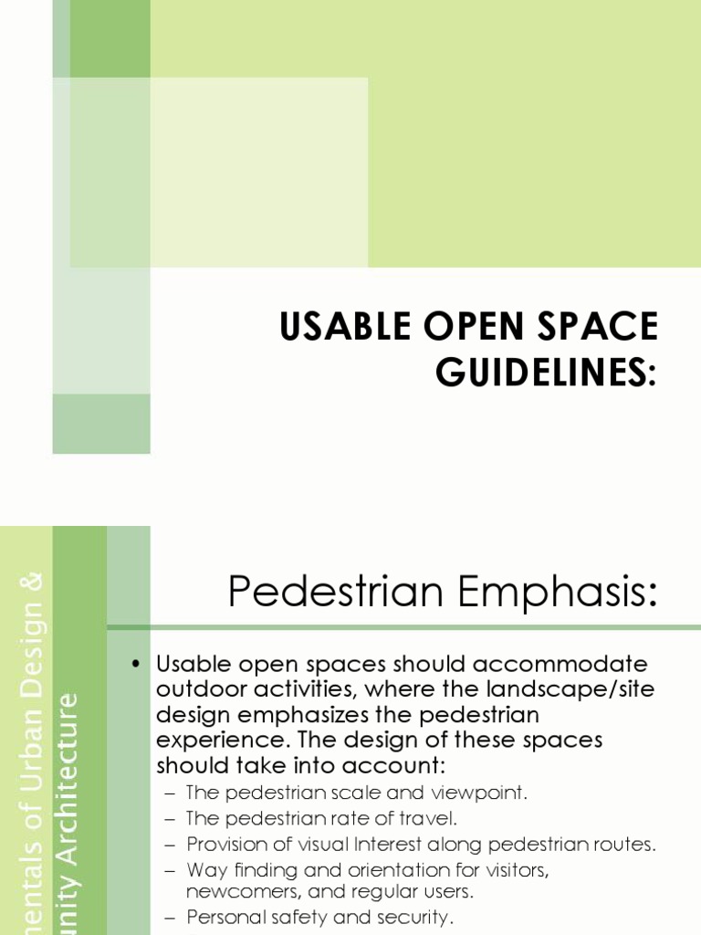 Planning Usable Open Space Guidelines | Parks | Street | Free 30-day ...