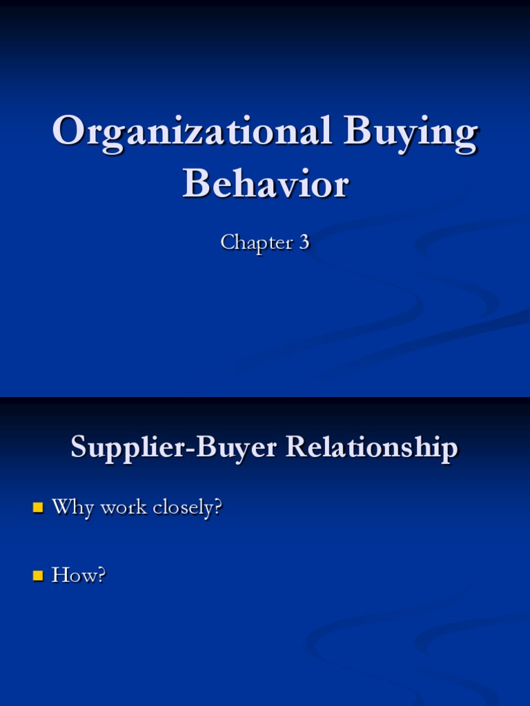 Organizational Buying Behavior Pdf Strategic Management Trade