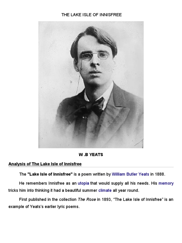 Analysis of The Lake Isle of Innisfree | PDF | Poetry