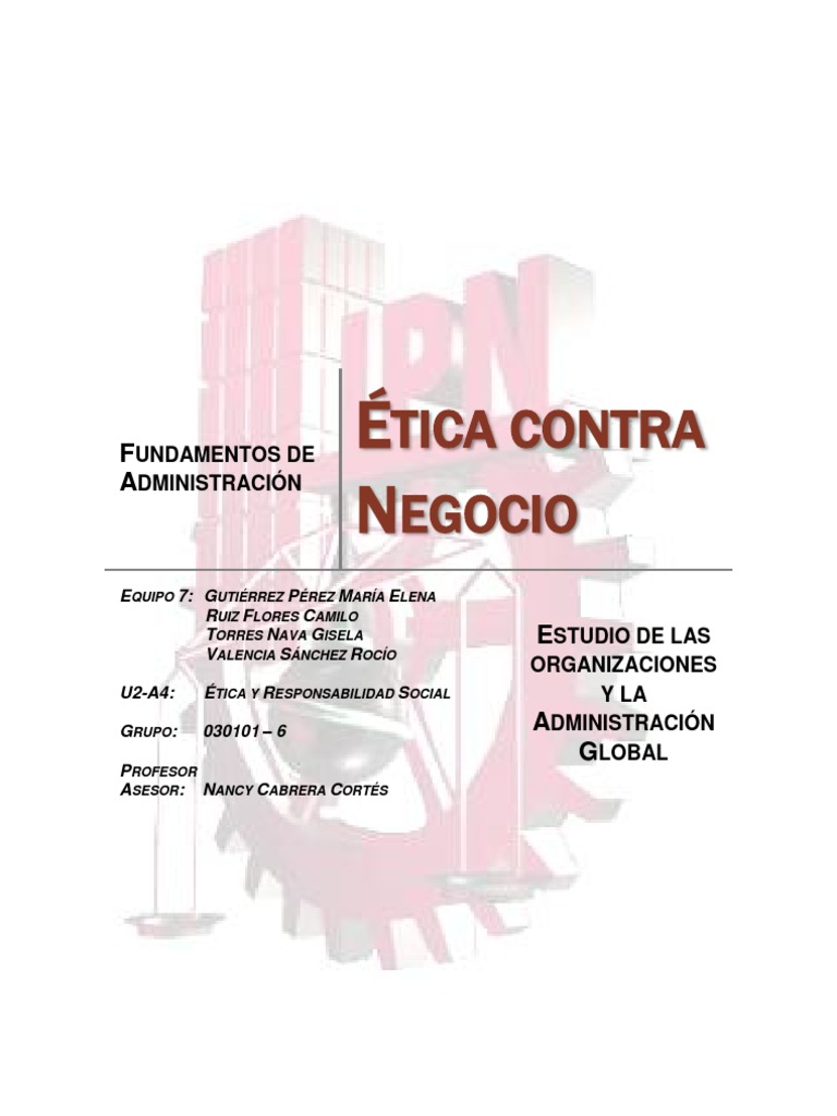 Equipo7 FUAD U2 A4 Etica Contra Negocio | PDF | Sociedad | Responsabilidad social corporativa
