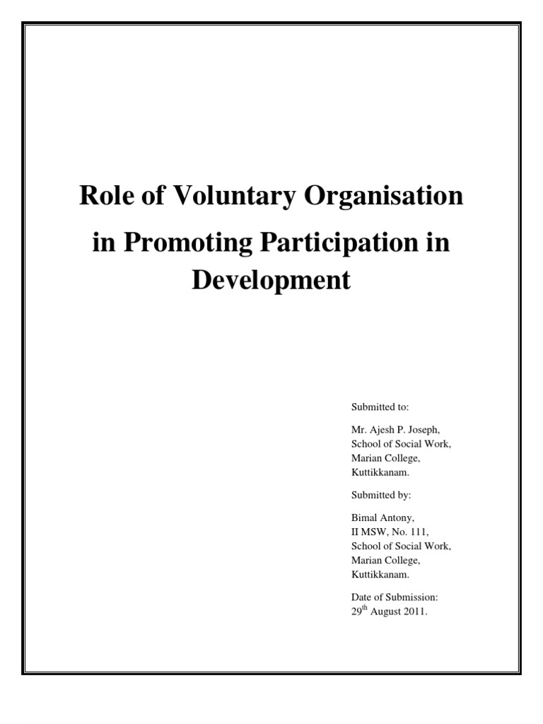 Role of Voluntary Organisation | PDF | Social Capital | Non ...