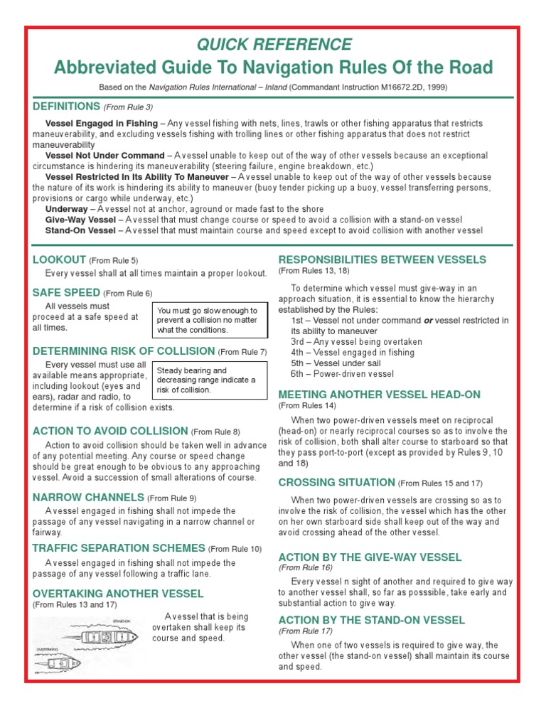 Nav Rules Quickreference | PDF | Traffic | Anchor