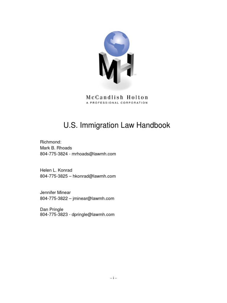 Us Immigration Law Handbook Pdf H 1 B Visa Permanent Residence