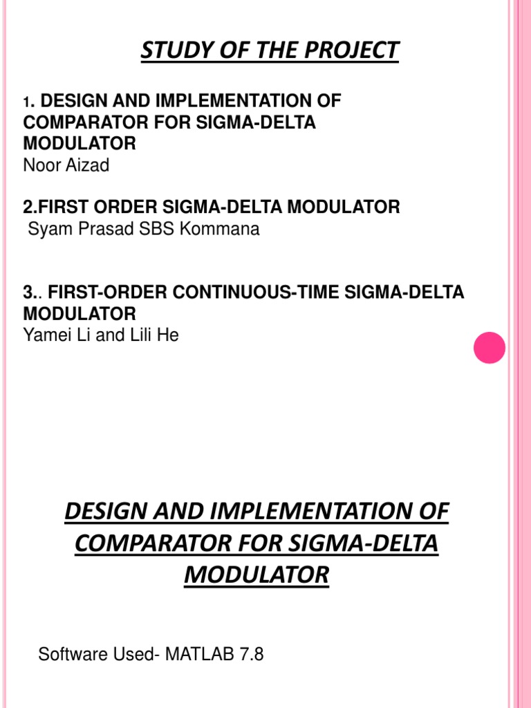 Comparator For Delta Sigma Modulator | PDF | Modulation | Signal ...
