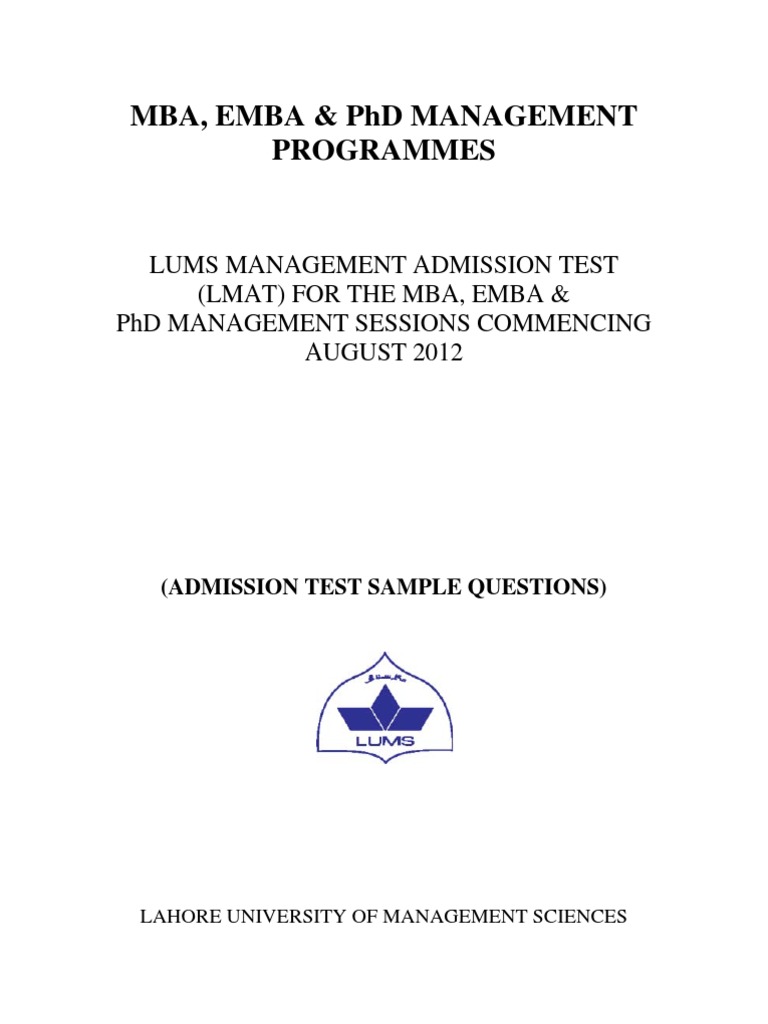 LUMS LMAT Sample | PDF | Poverty Threshold | Poverty