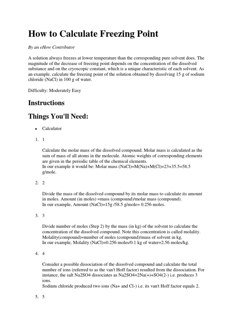 How To Calculate Freezing Point | Download Free PDF | Sodium Chloride ...