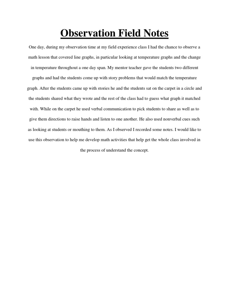 Observation Field Notes | PDF