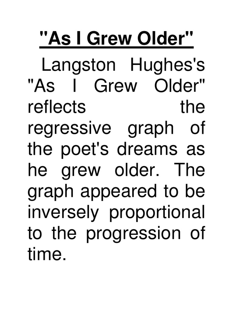 Langston Hughes As I Grew Older | PDF | Racism | Discrimination & Race ...
