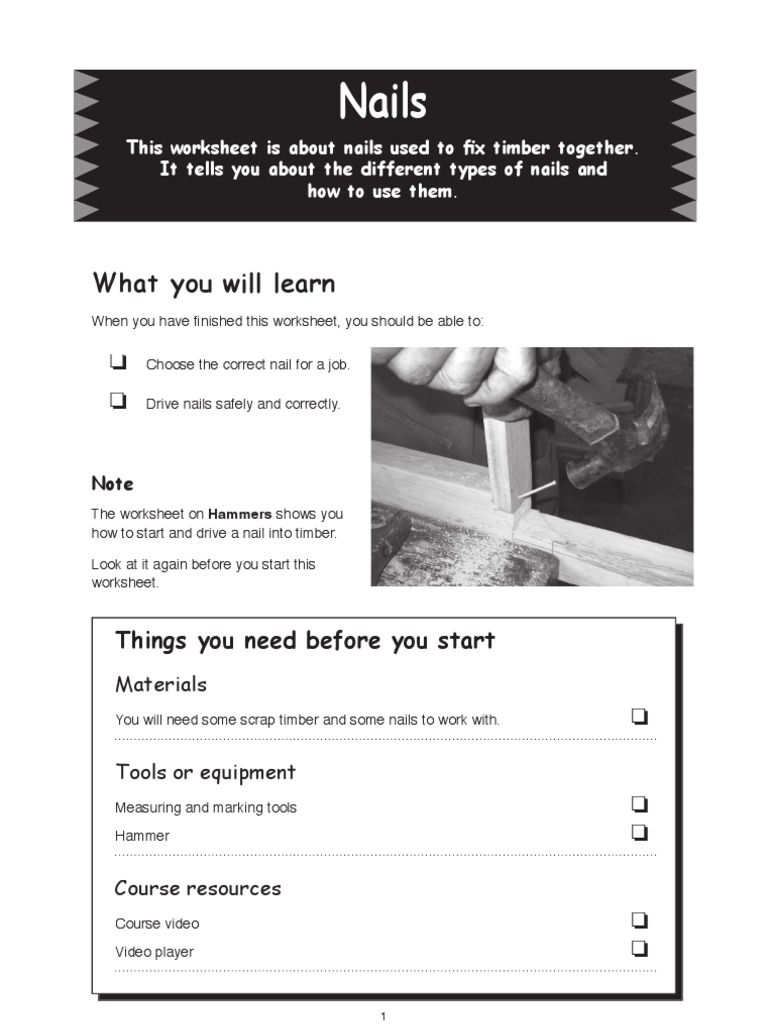 16 Nails Worksheet | PDF | Lumber | Galvanization