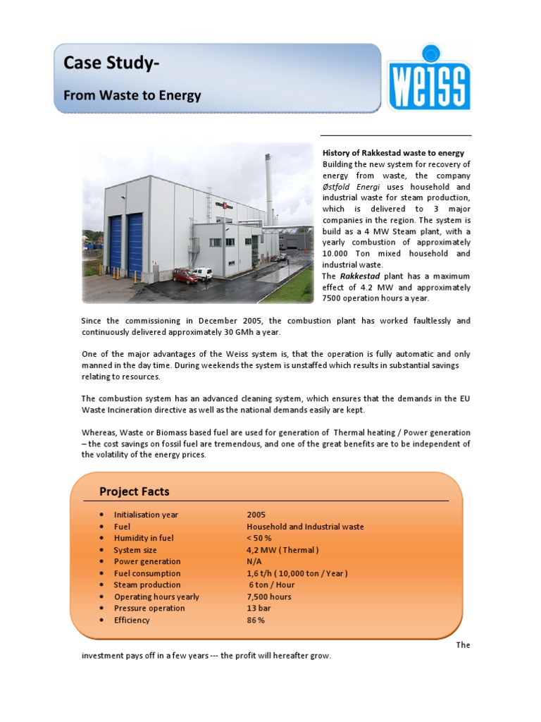 CASE STUDY - Waste To Energy 4MW | PDF | Biomass | Waste