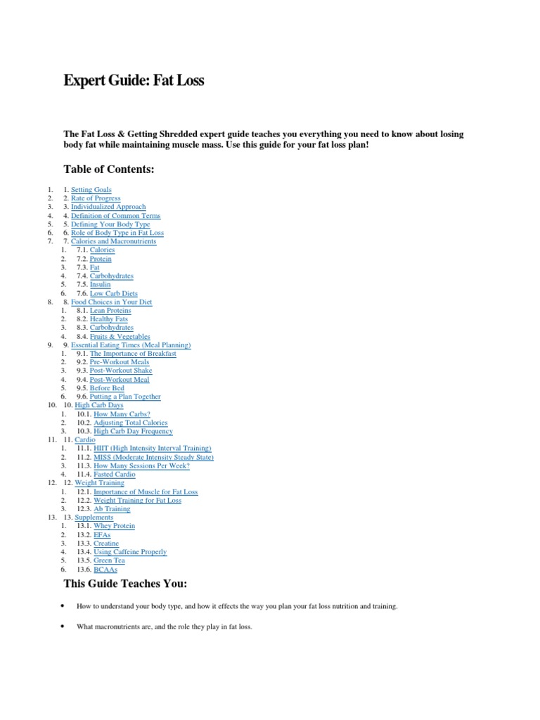 Expert Guide On Weight Loss | PDF | Aerobic Exercise | Carbohydrates