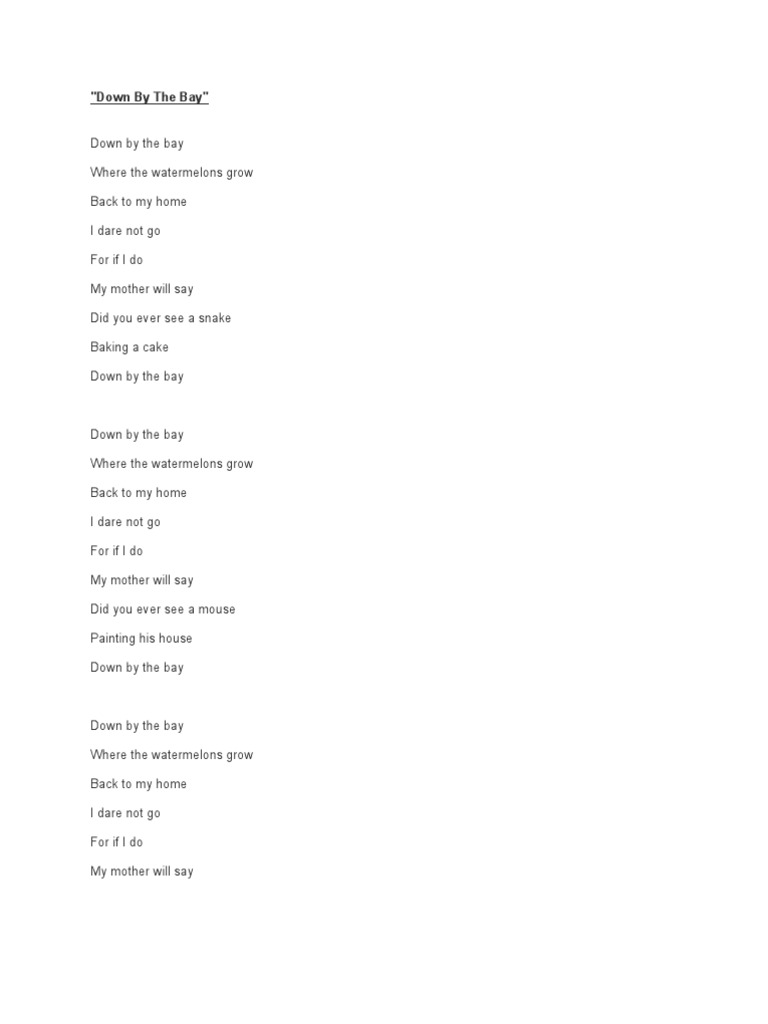 "Down By The Bay: A Fun Rhyme" | PDF | Poetry