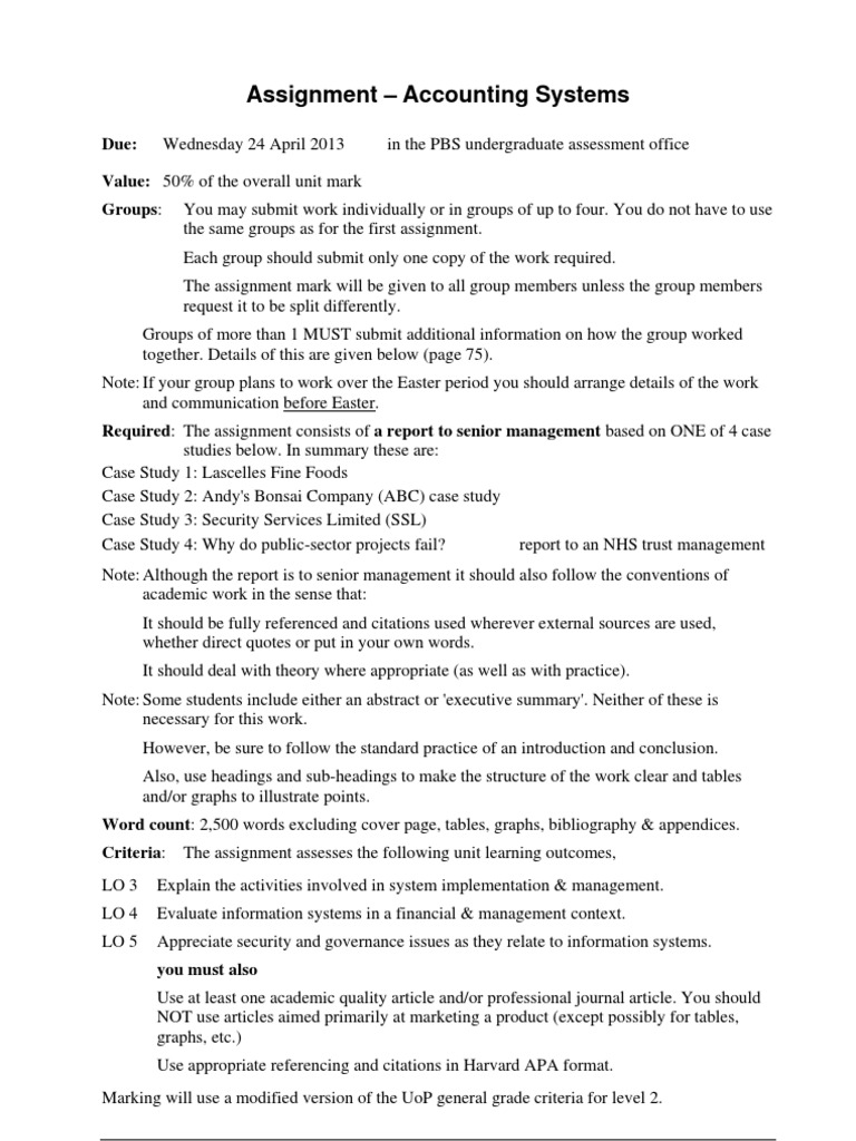 Accounting Packages and Systems-Assignment-Spring Term | Download Free ...