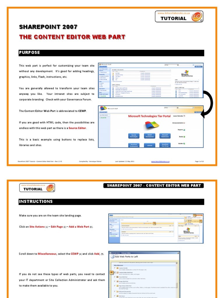 SharePoint 2007 Tutorial - Content Editor Web Part v.1.2 | Hyperlink ...
