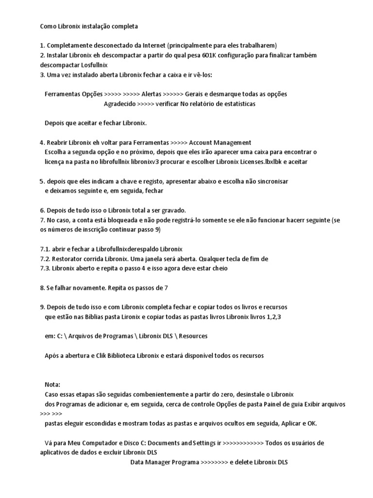 Instalação Completa do Libronix | PDF | Informática | Programas