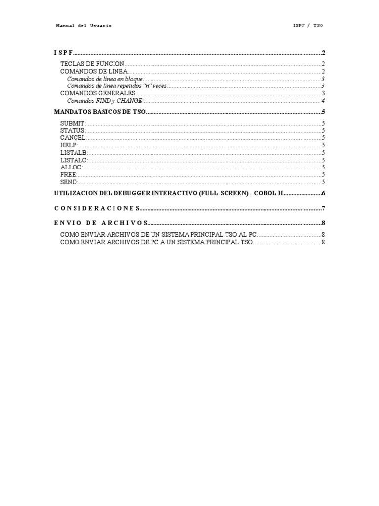 Manual de ISPF/TSO para Mainframe | PDF | Archivo de computadora ...
