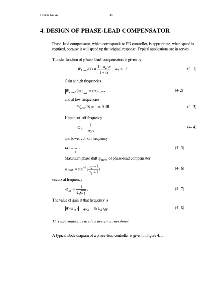 Phase-Lead Compensator Design Guide | PDF | Telecommunications ...