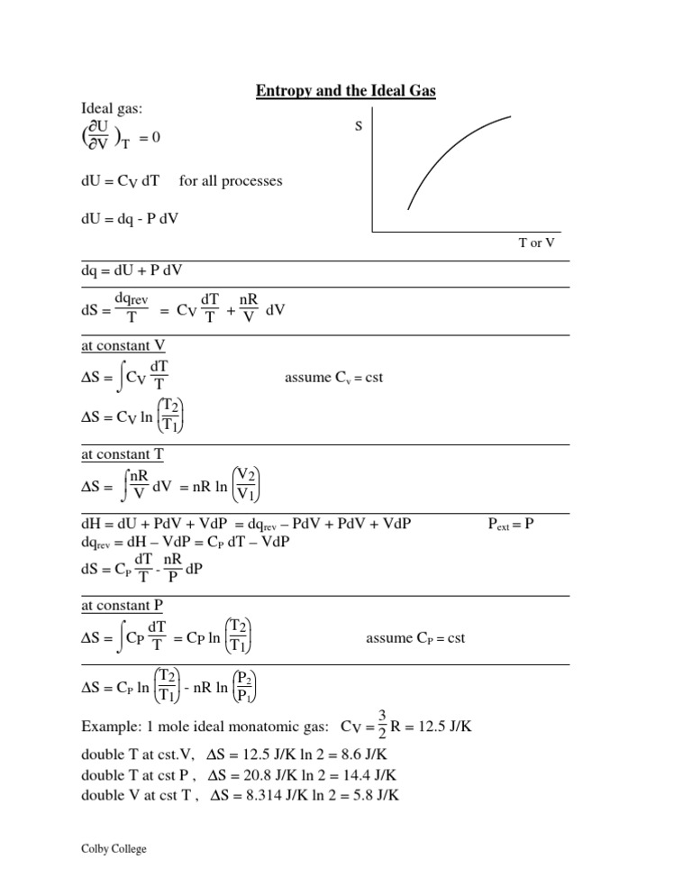 Entropy Changes in Ideal Gases | PDF | Science & Mathematics ...