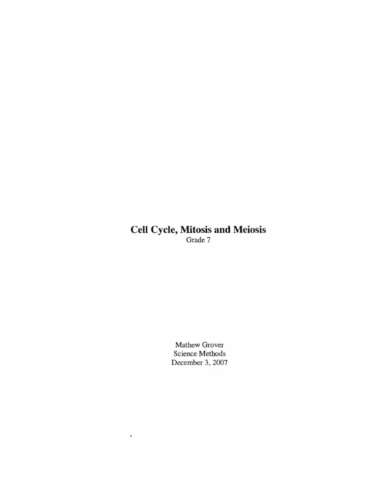 Cell Cycle and Mitosis Grade 7 Biology | PDF | Mitosis | Chromosome