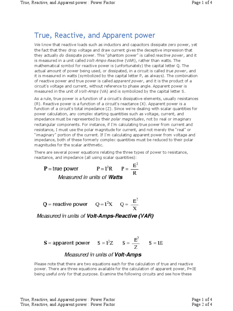 Real Reactive And Apparent Power Pdf Ac Power Electrical Impedance