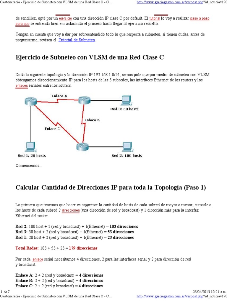 Gastoncracia - Ejercicio de Subneteo Con VLSM de Una Red Clase C - Calcular Máscara Variable ...