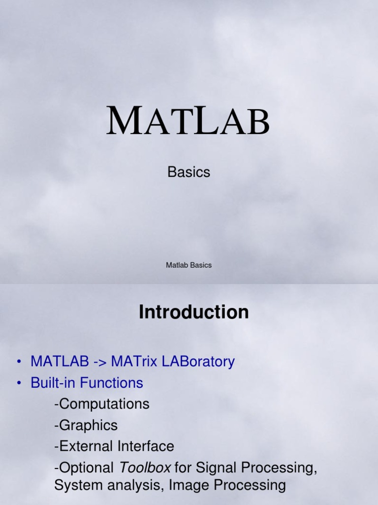 MATLAB Basics | PDF | Matlab | Matrix (Mathematics)
