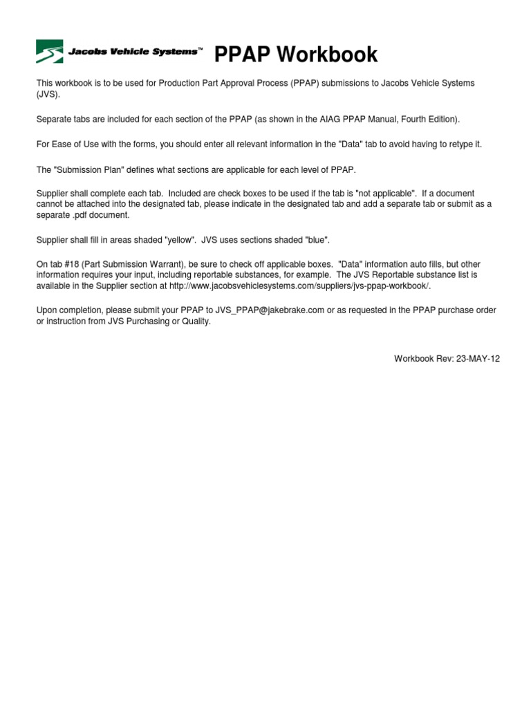 PPAP Workbook All in One | PDF | Packaging And Labeling | Specification ...