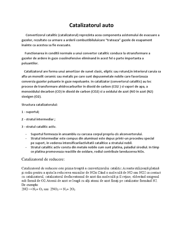 Catalizatori Auto | PDF