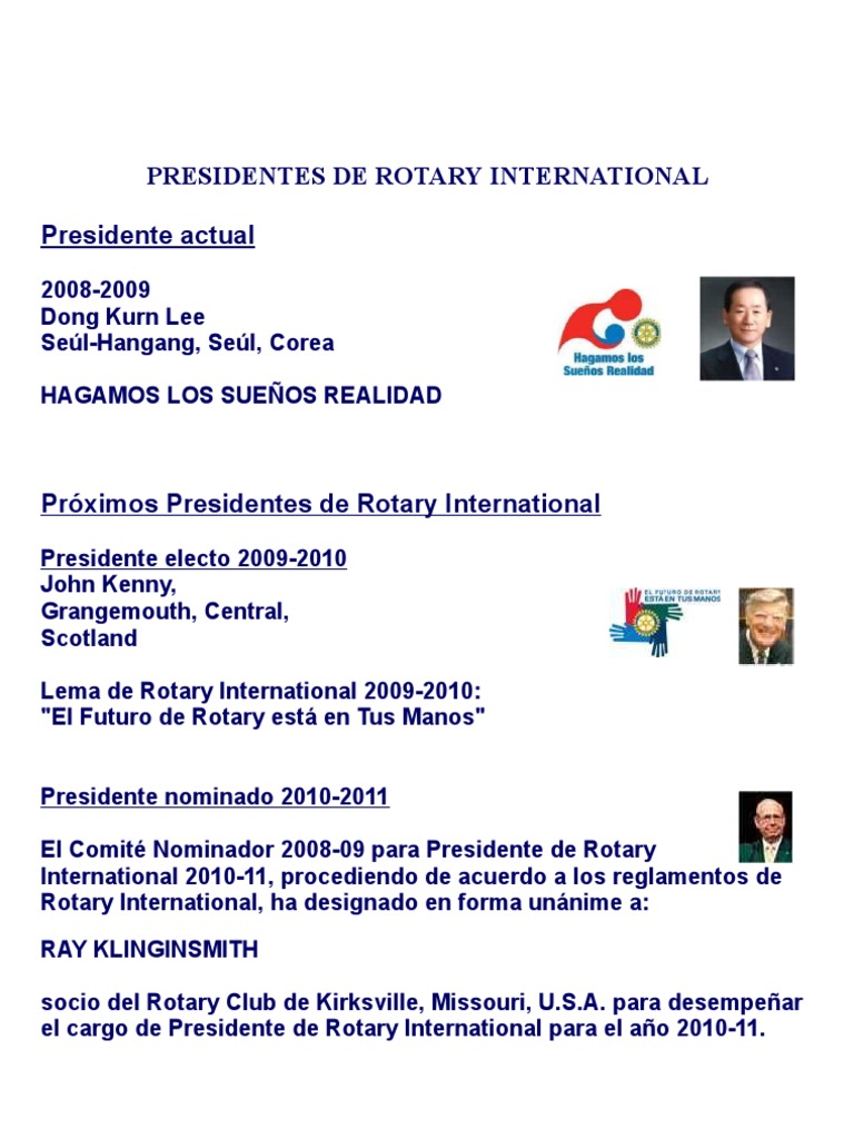 Presidentes de Rotary International | PDF | Reuniones | Los Estados Unidos