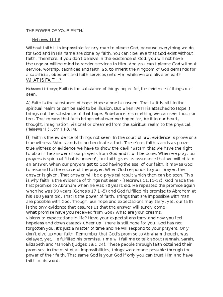 The Power of Your Faith | PDF
