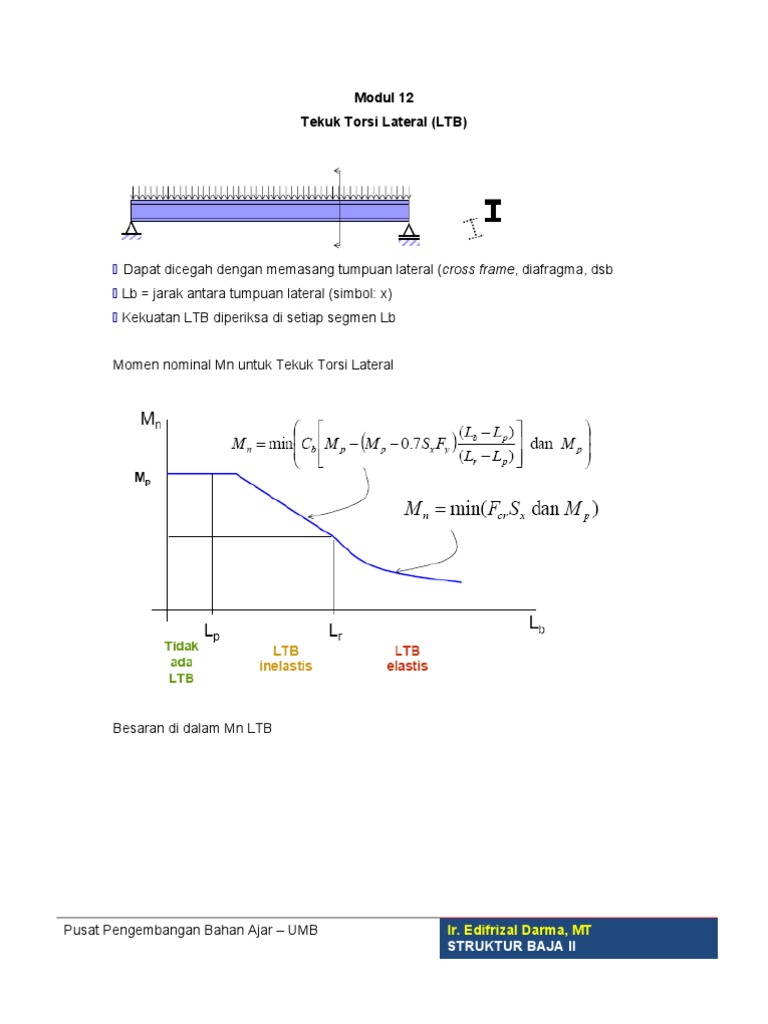 Modul 12 Tekuk Torsi Lateral LTB Struktur Baja Ii | PDF | Sains & Matematika