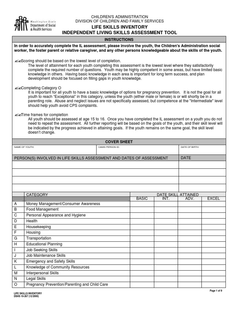 Life Skills Inventory | PDF | Child Care | Relationships