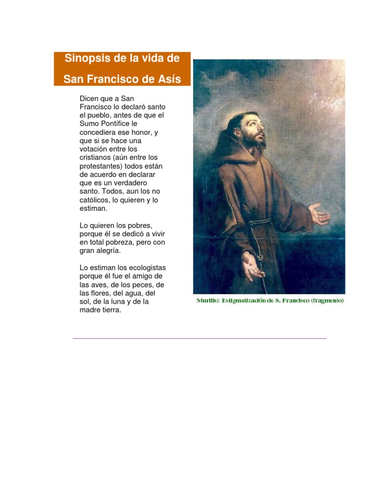 Vida de San Francisco de Asís para Niños | PDF | Francisco de Asís | Santo