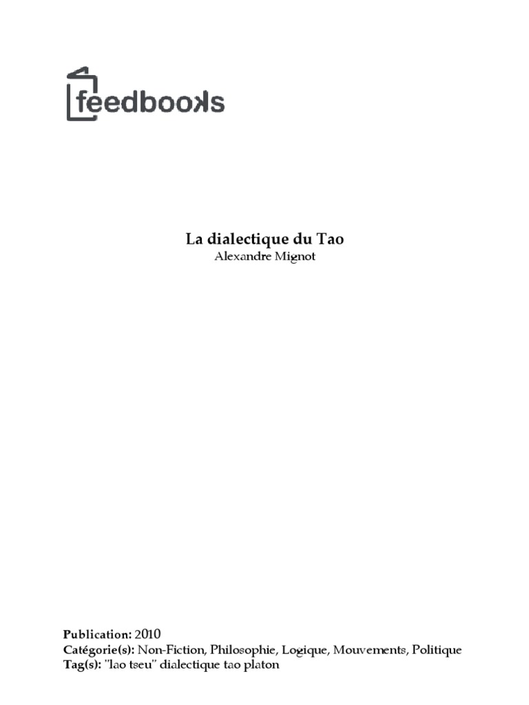 Alexandre Mignot - La Dialectique Du Tao | PDF | Dialectique | Dao de jing
