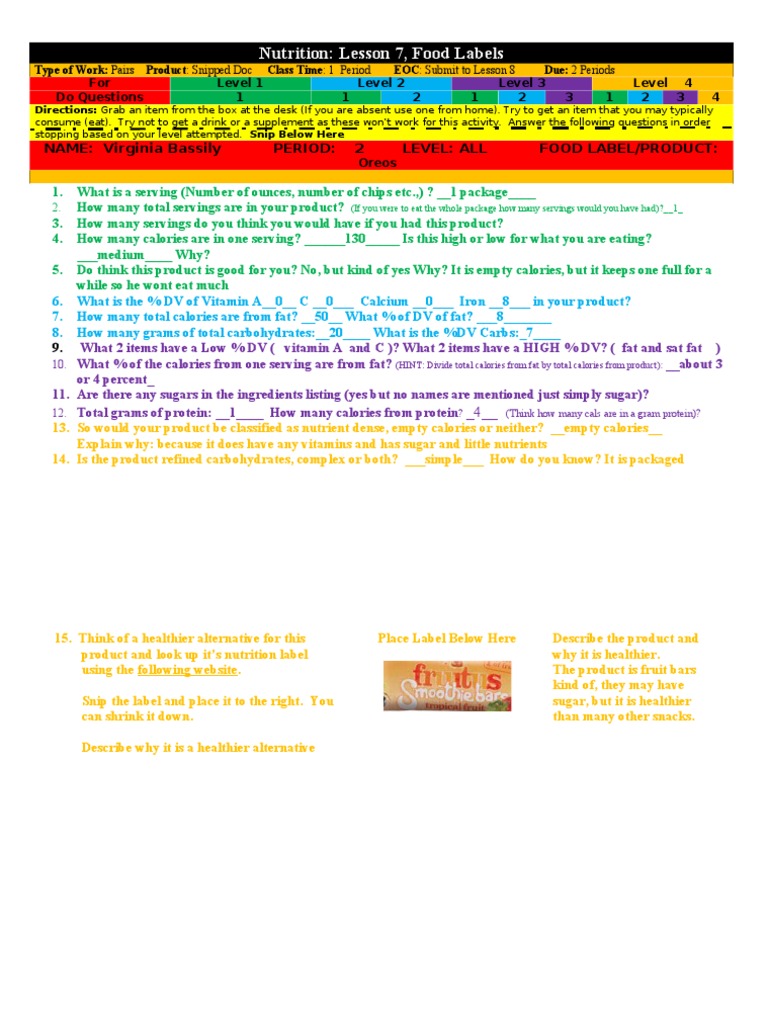 Nutrition Analysis of Snack Products | PDF