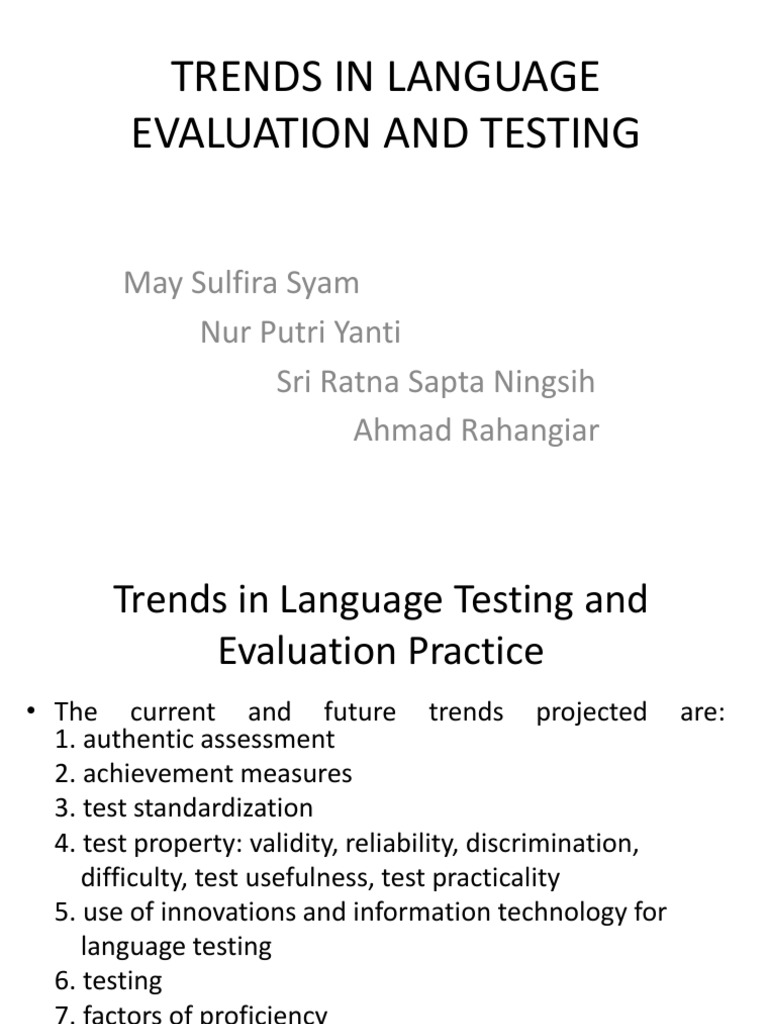 Trends in Language Evaluation and Testing | PDF | Educational ...