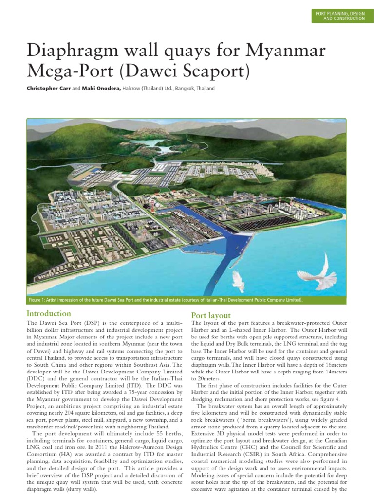 Dawei Sea Port: Diaphragm Wall Design | PDF | Deep Foundation | Concrete