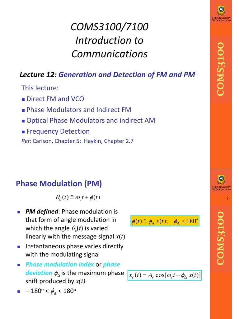 Generation And Detection Of Frequency Modulation And Phase Modulation
