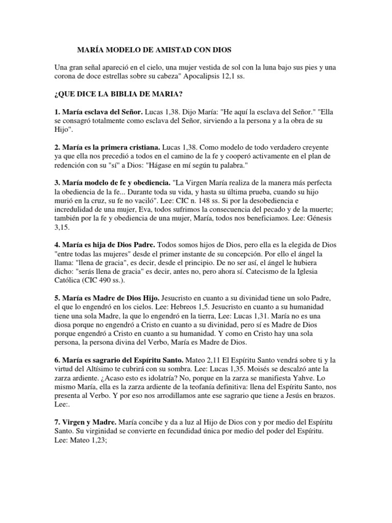 María Modelo de Amistad Con Dios | PDF | María, madre de Jesús | Cristo ...