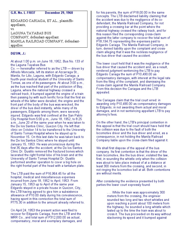 Transpo Full Text of Cases | PDF | Damages | Negligence