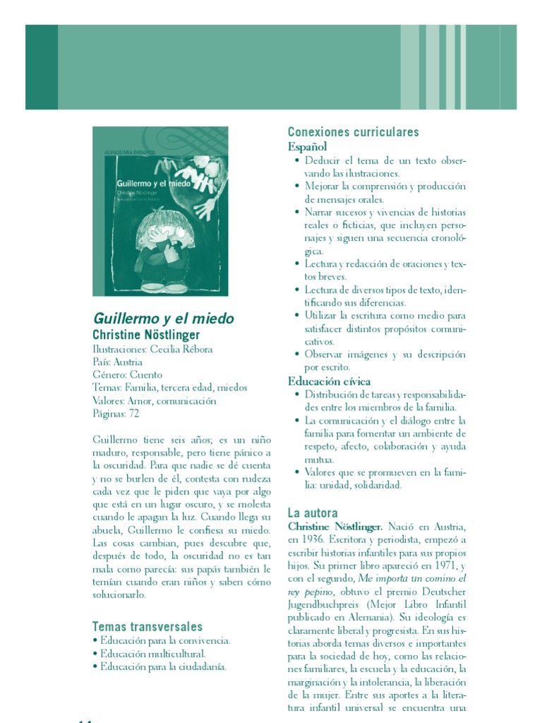 Guia de Actividades Guillermo y El Miedo PDF | PDF | Temor | Literatura ...