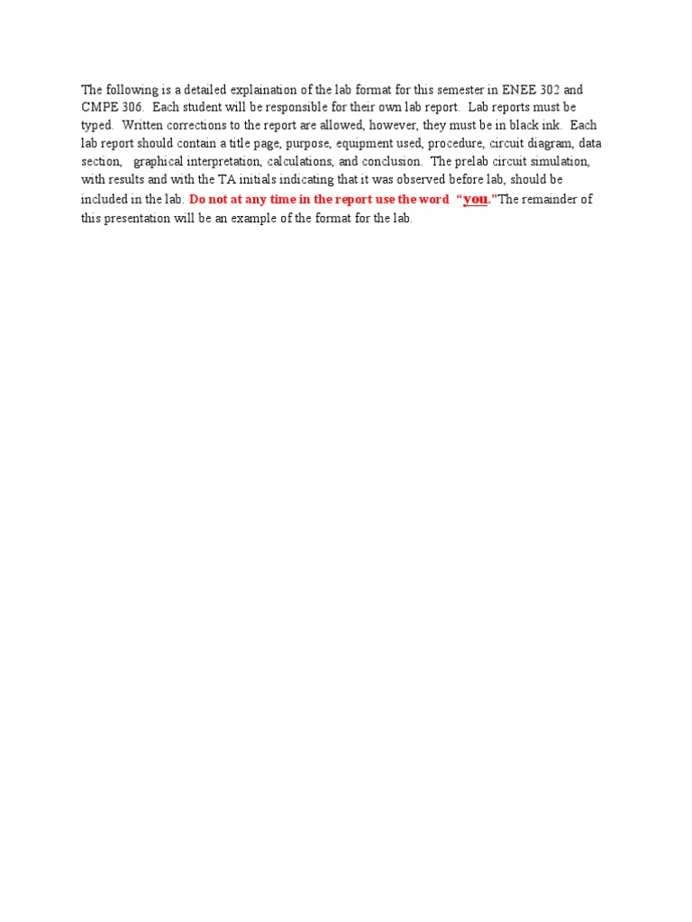 302-306 Lab Example and Format | PDF | Electrical Resistance And ...