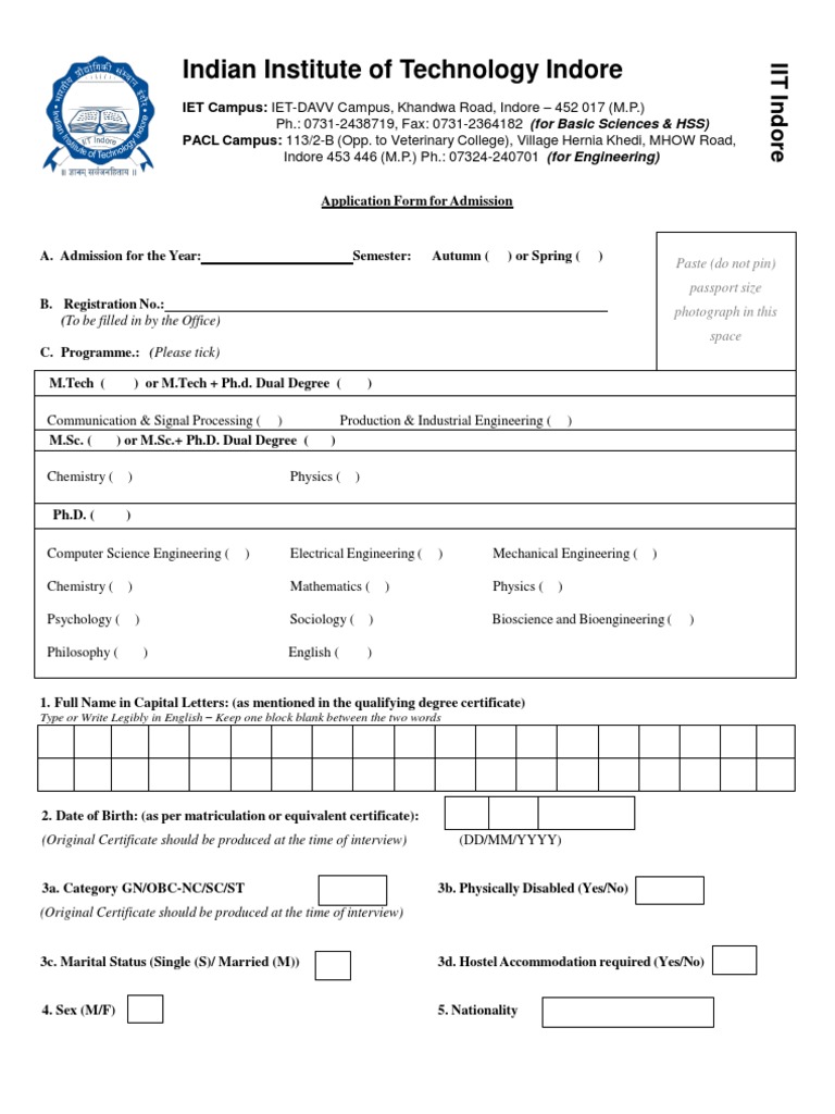 IIT Indore PhD Admission Form Guide | PDF | Doctor Of Philosophy ...