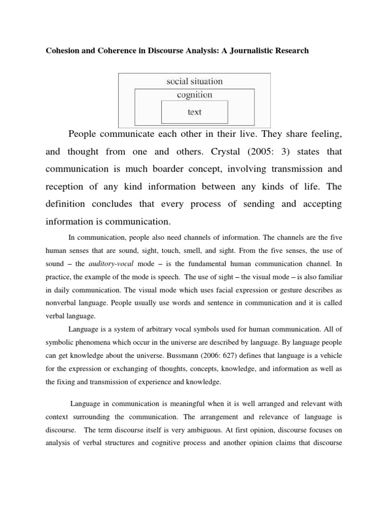 Cohesion and Coherence in Discourse Analysis | PDF