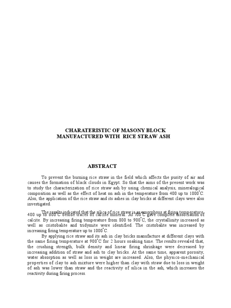 Characteristics of Rice Straw Ash . | PDF | Silicon Dioxide | Volcanic Ash