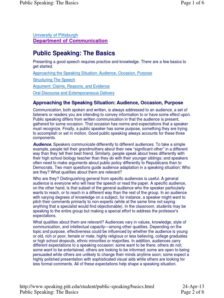 Public Speaking - The Basics | PDF | Public Speaking | Persuasion
