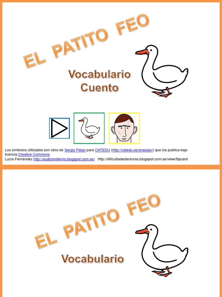 Cuento Patito Feo Vocabulario Pictogramas | PDF | Estudios de idiomas ...