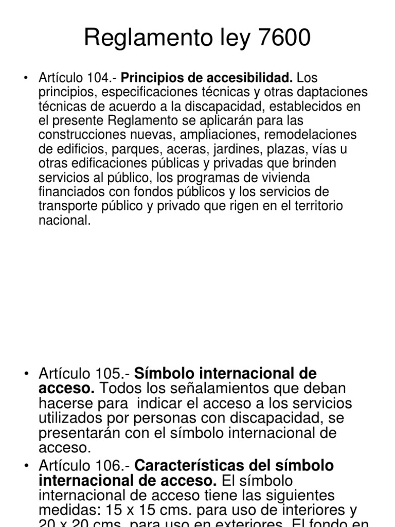 Reglamento Ley 7600 | PDF | Calle | Estacionamiento
