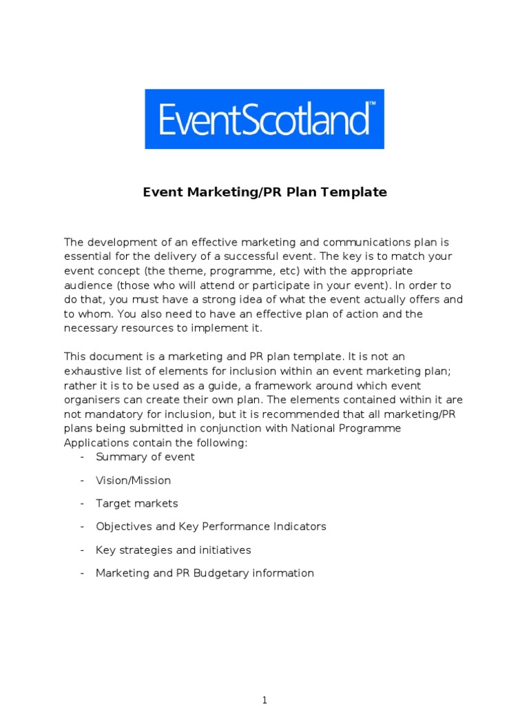 Event Marketing and PR Plan Template | PDF | Target Audience | Marketing