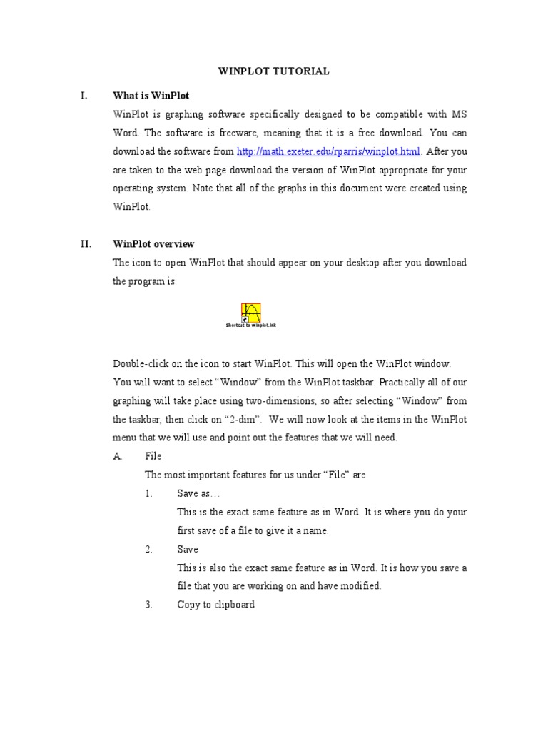 An Introduction to Using WinPlot Graphing Software | PDF | Cartesian ...